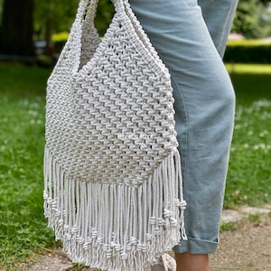 Macrame Market Shoulder Bag PDF Pattern, DIY Macrame Boho Hippie Bag ...