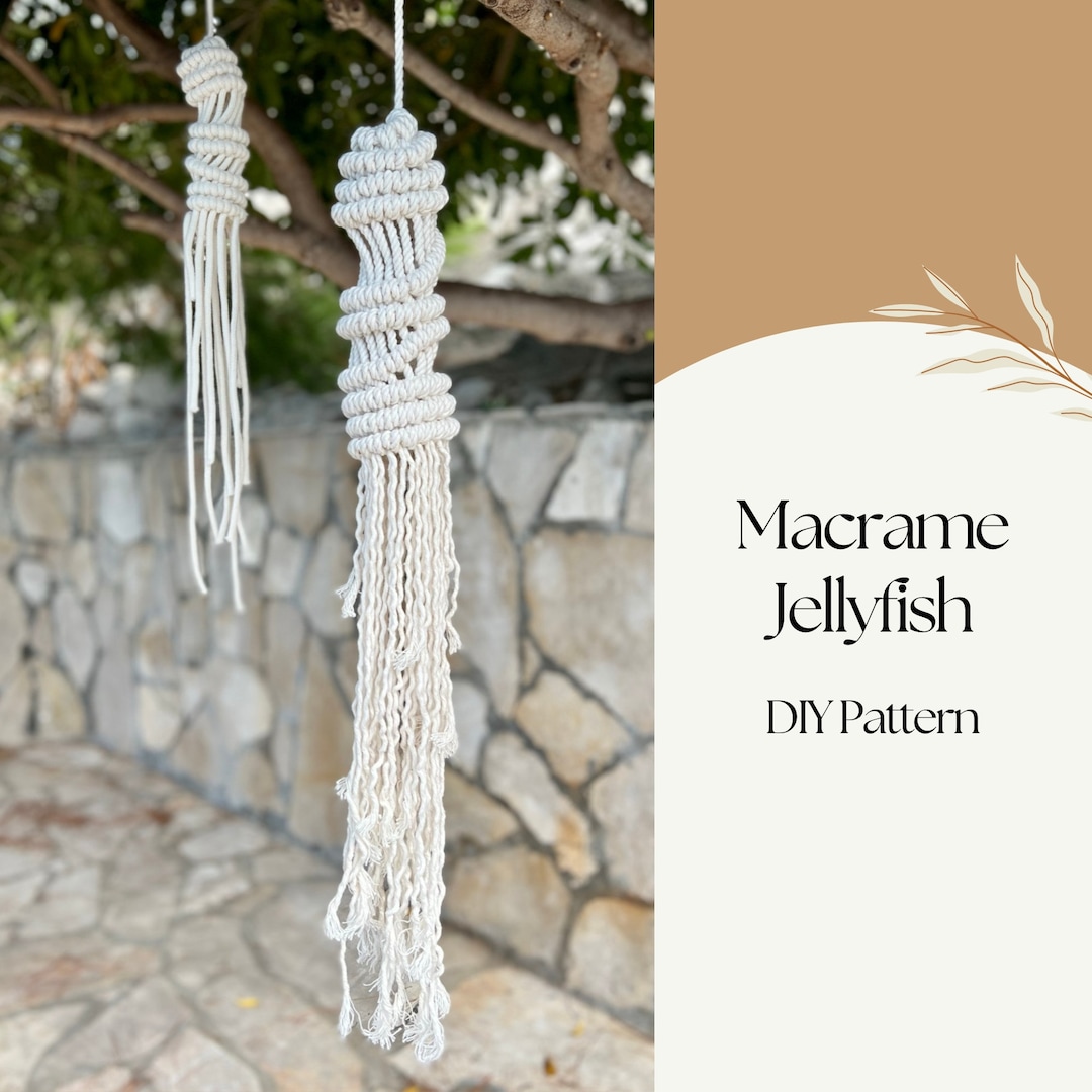 DIY Pattern Macrame Jellyfish, Ocean Theme Decor, 3D Fiber Art ...