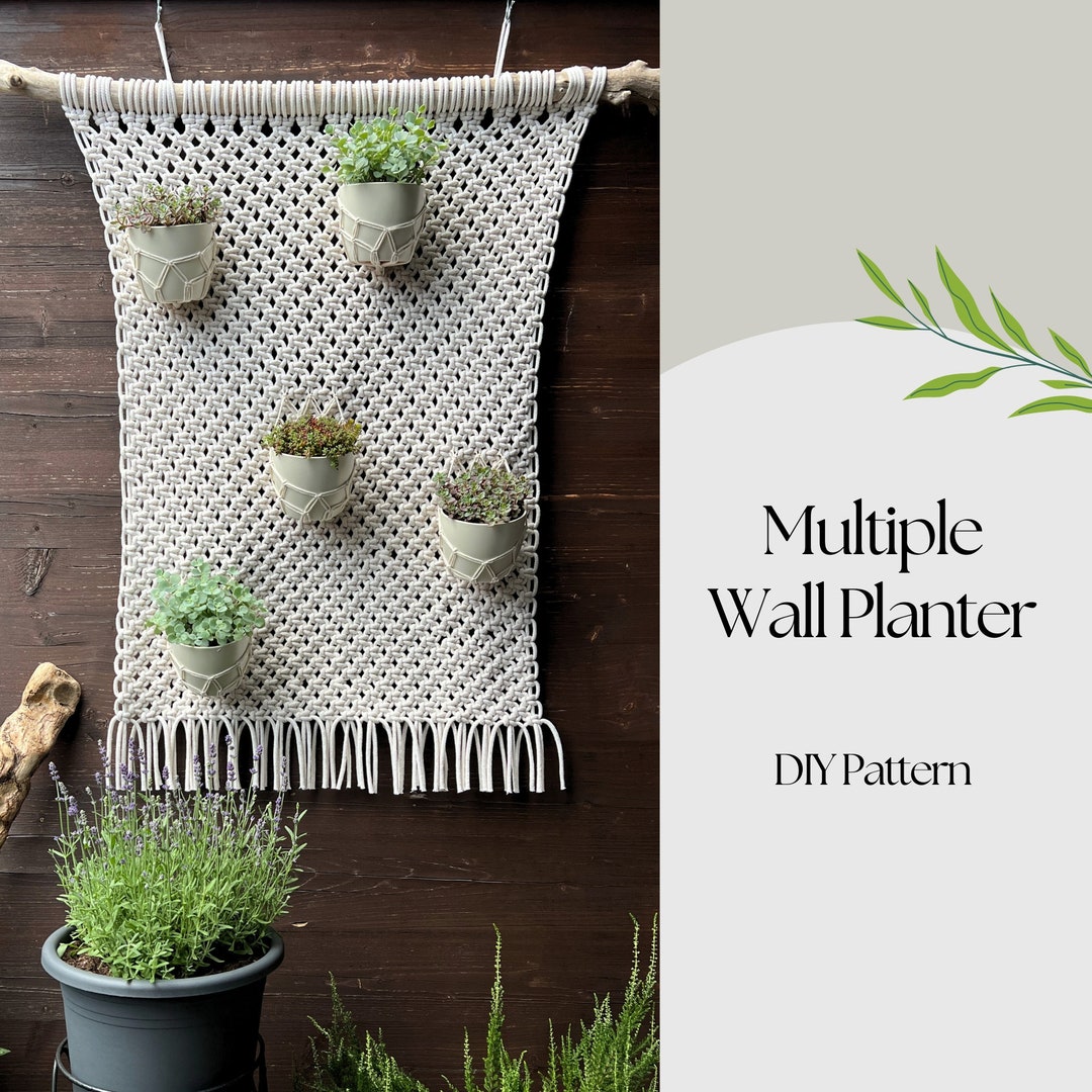 Macramé Wall Planter for Multiple Pots DIY Pattern | Wall Hanging Plant ...