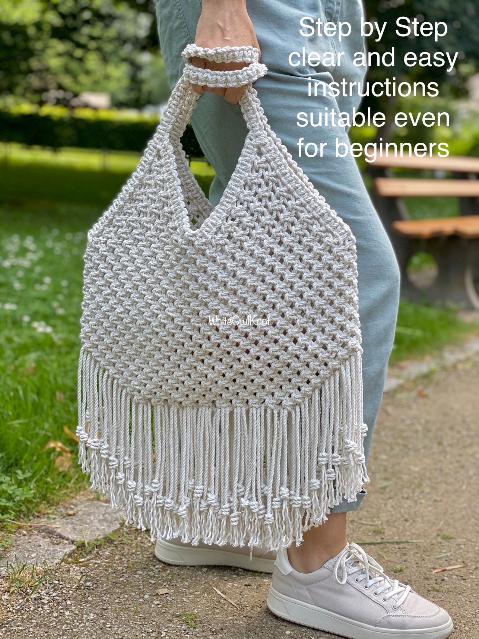 Macrame Market Shoulder Bag PDF Pattern, DIY Macrame Boho Hippie Bag ...