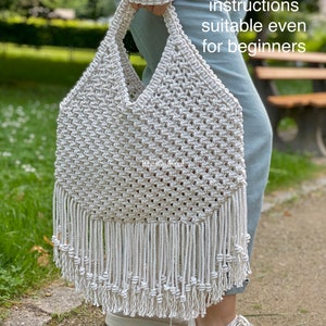 Macrame Market Shoulder Bag PDF Pattern, DIY Macrame Boho Hippie Bag ...
