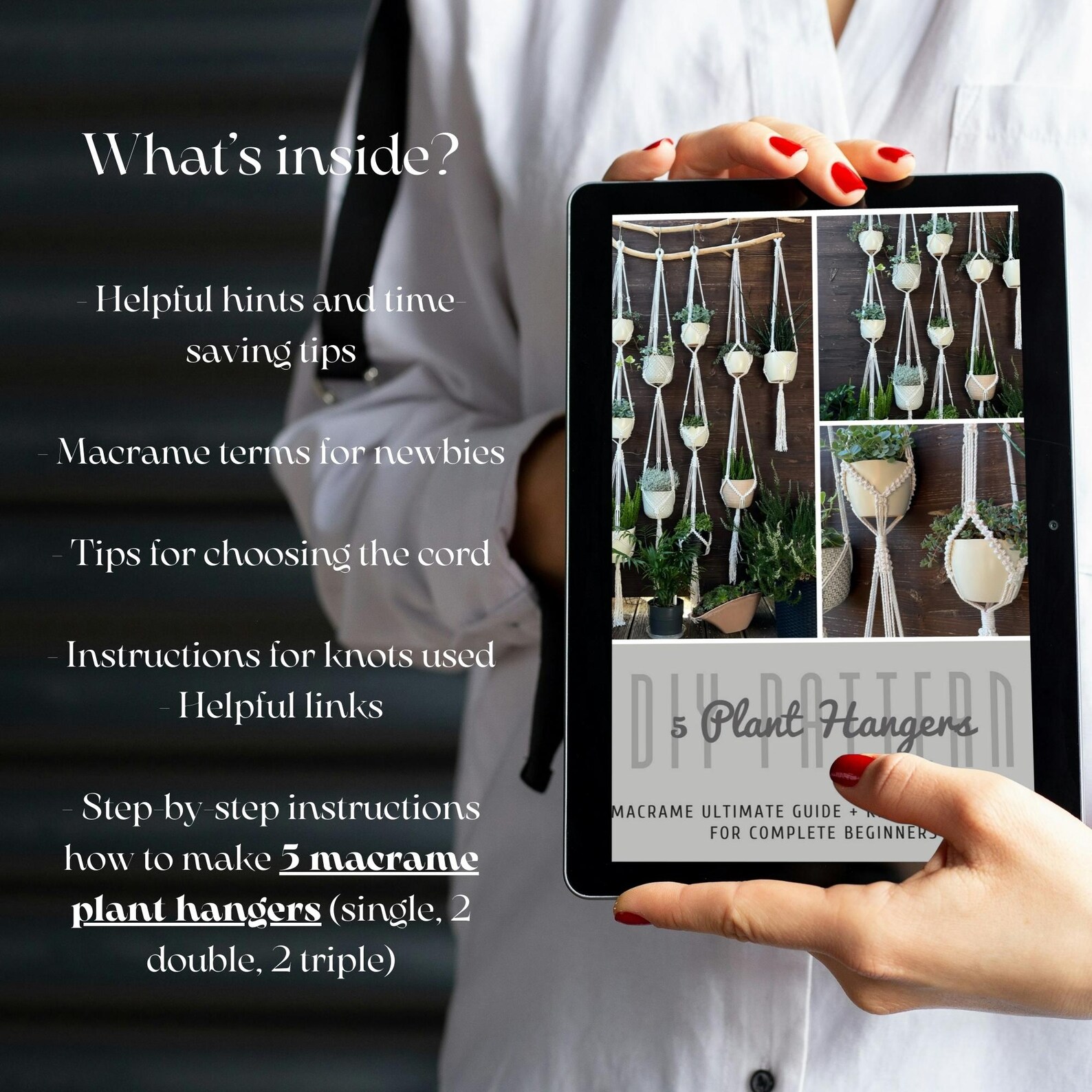 Guide for Complete Beginners 5 Macrame Plant Hangers Knot Instructions ...