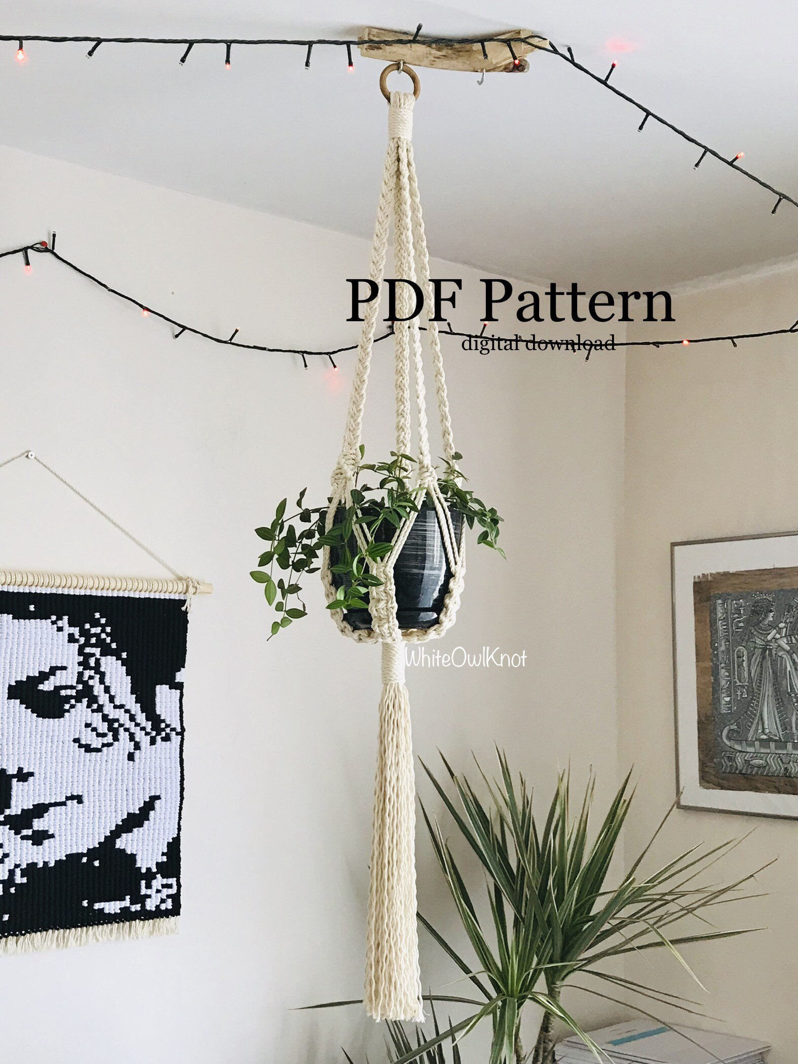 Macramé Pattern Plant Hanger pdf DIY Tutorial Instructions | Etsy