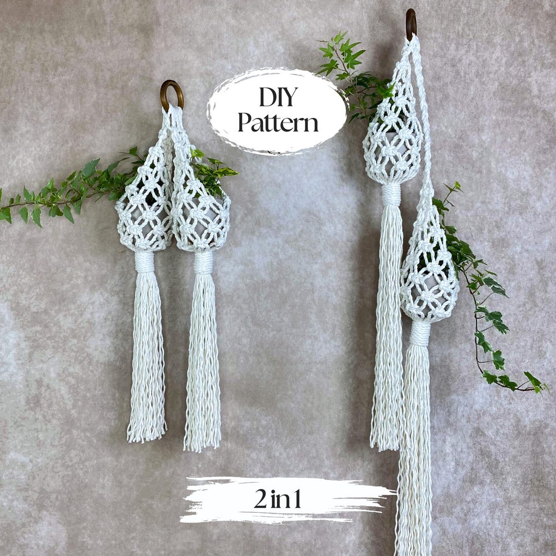 SET of 2 PDF Patterns Macrame Double Pod Planter, Macrame Plant Hanger ...