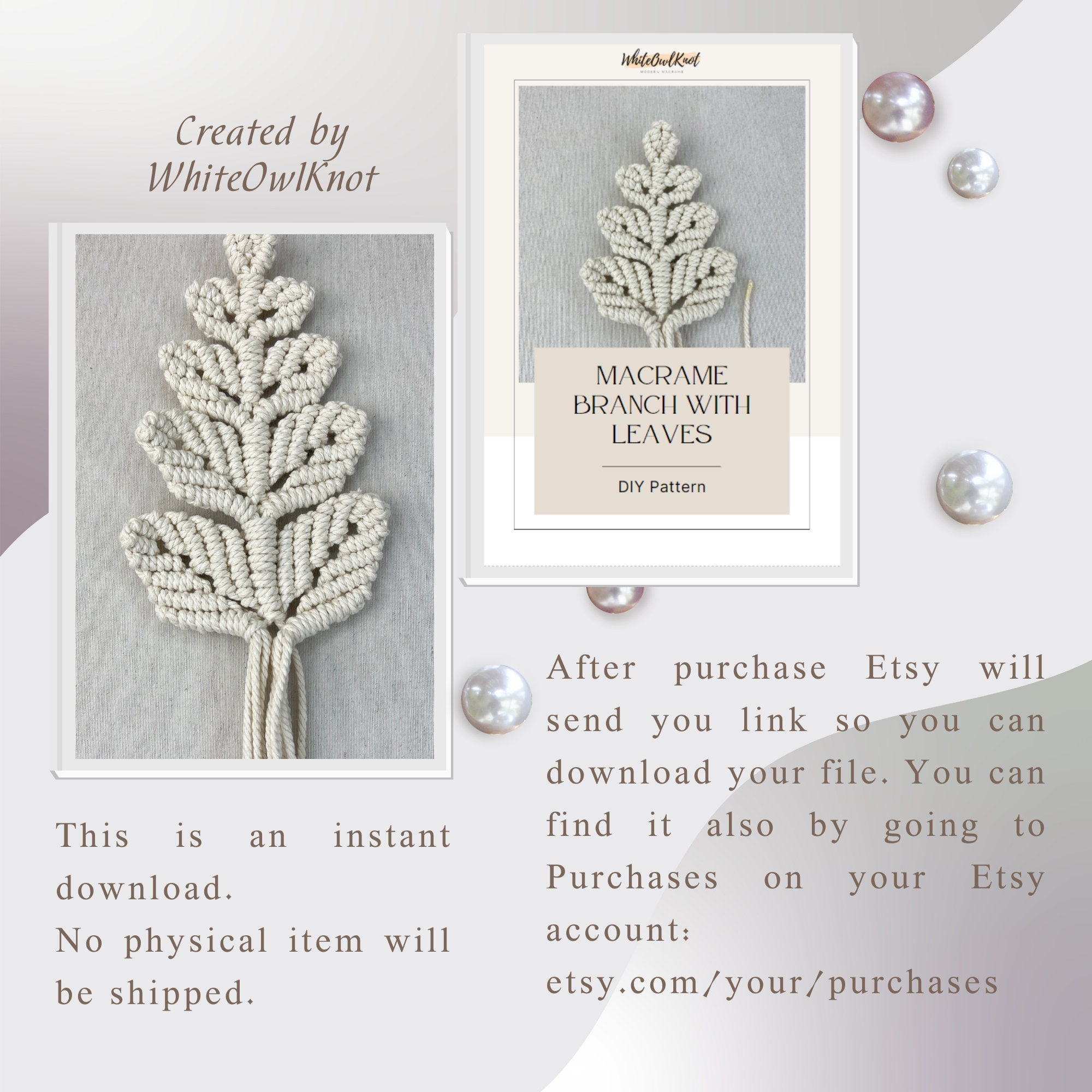 DIY Macrame Branch With Leaves, Macrame Vine PDF Pattern, Macramé ...