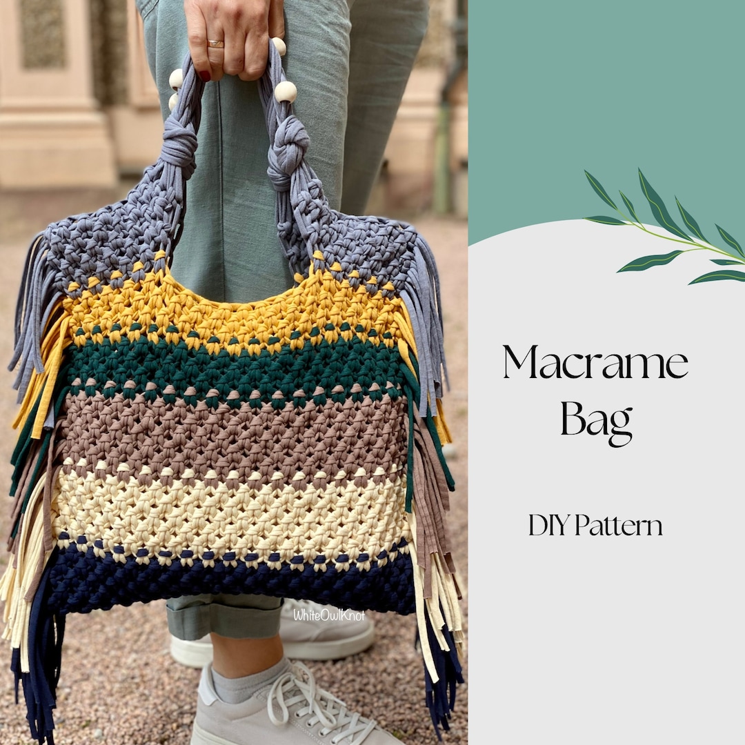 PDF Pattern Macrame Bag, DIY Macrame Boho Purse, Handbag Pattern ...