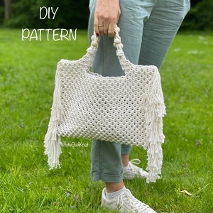 PDF Pattern Macrame Bag, DIY Macrame Boho Purse, Handbag Pattern ...