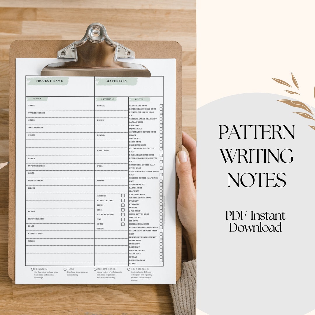 PATTERN WRITING NOTES. Master Your Craft With Macrame Pattern Writing ...