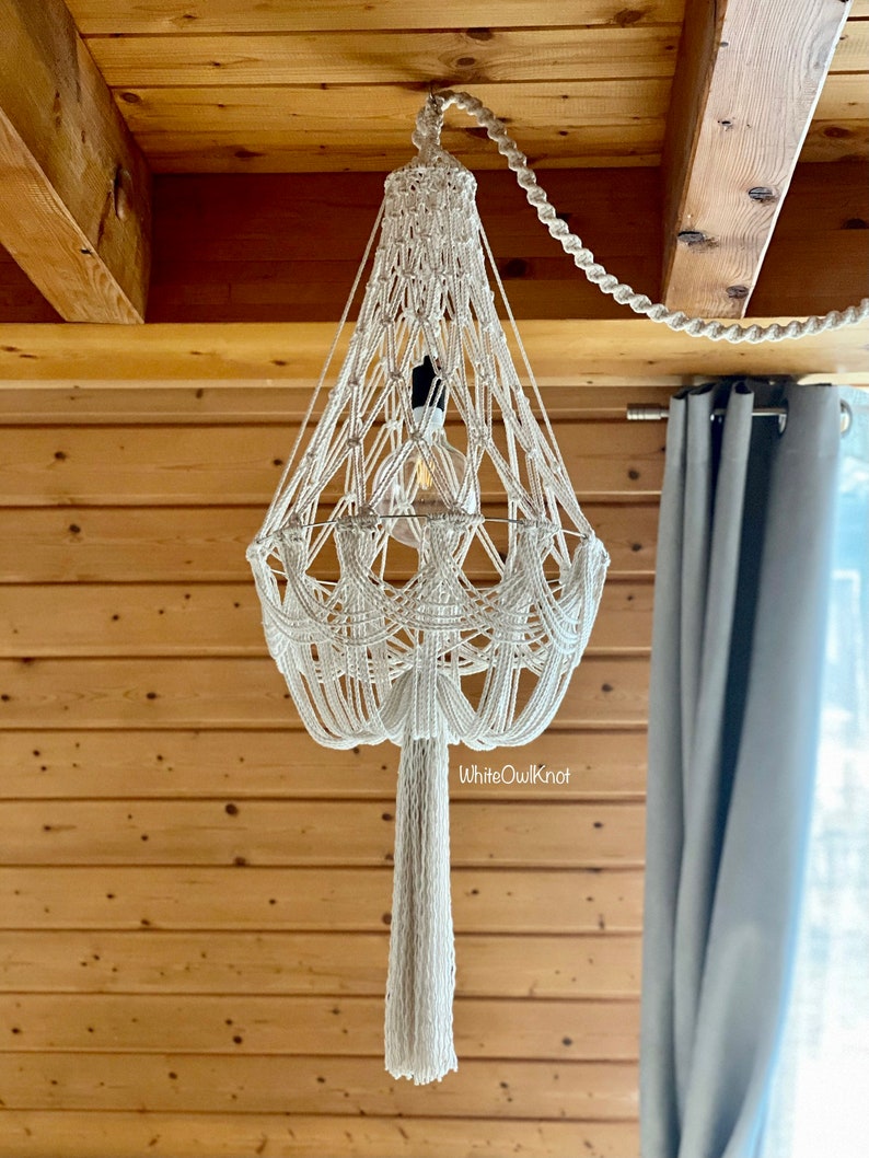 PDF Pattern Macrame Chandelier, Macrame Lampshade DIY Patterb, Macramé ...
