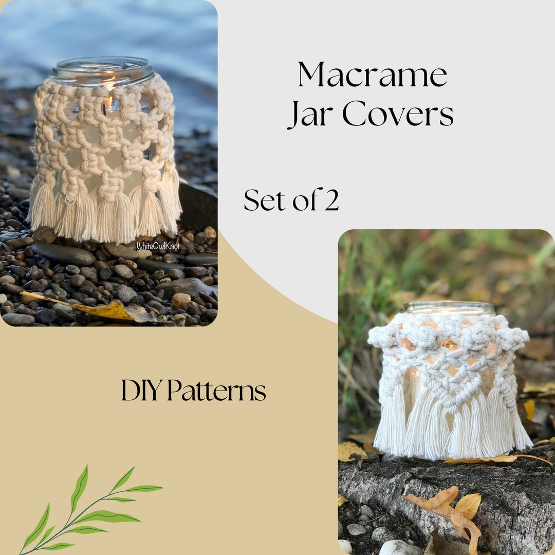 Set of 2 Macrame Jar Cover Patterns PDF – Detailed Macrame Tutorial ...
