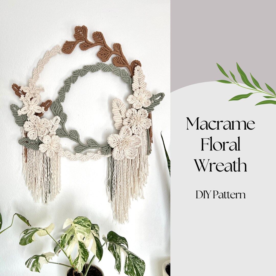 Macrame PATTERN Floral Wreath, Floral Arrangements, Front Door Wreath ...