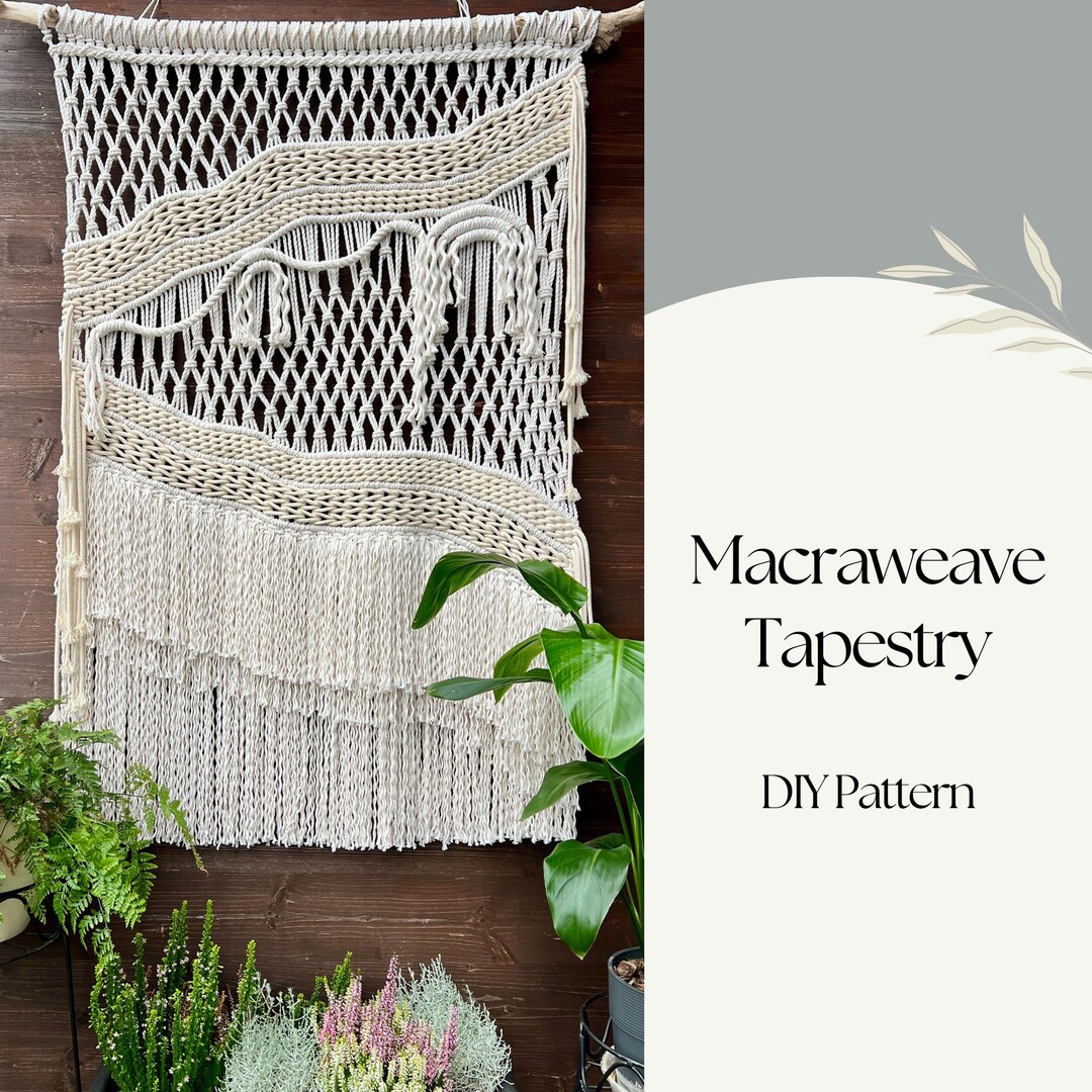 DIY Macraweave Tapestry, Macrame Pattern With Knots and Weaving ...