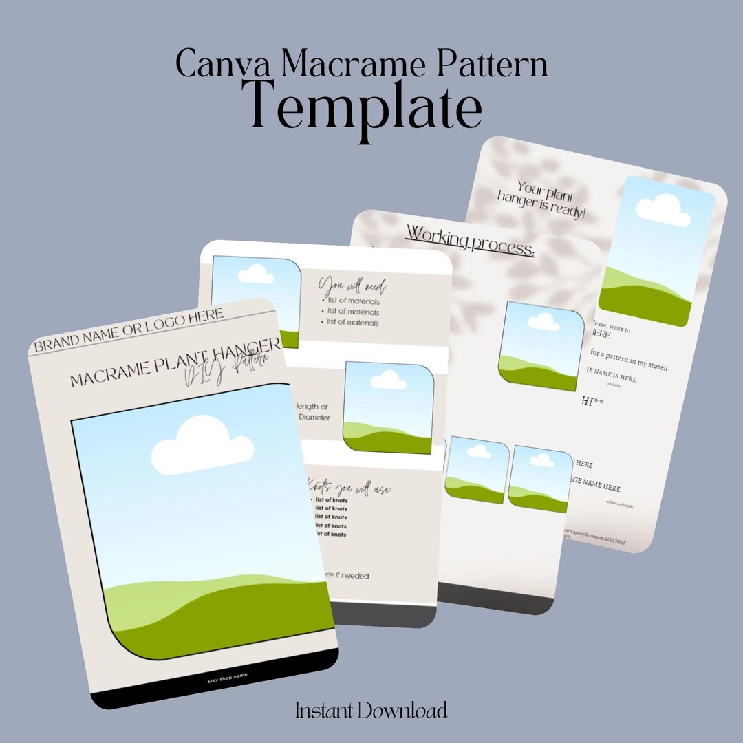 Macrame Pattern Template / Boho Style Canva Template / Write Your Own ...