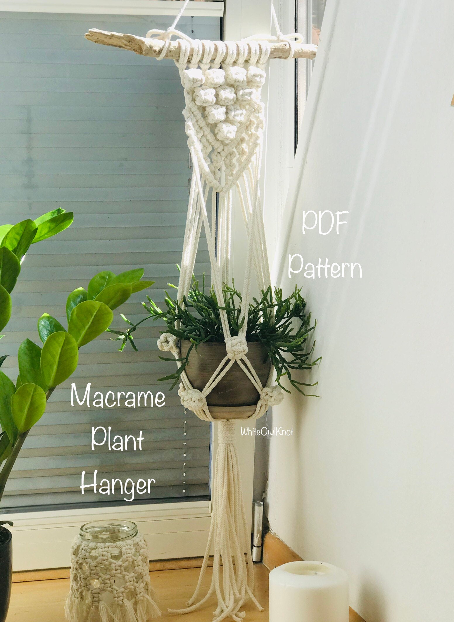 Macrame Plant Hanger PDF Pattern, Wall Plant Hanger DIY, Macramé ...
