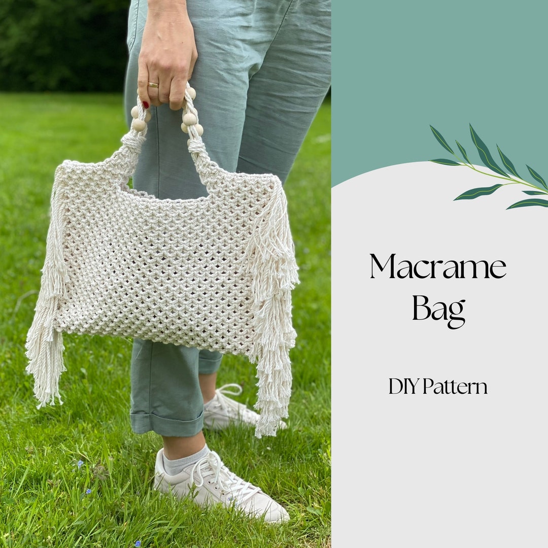 PDF Pattern Macrame Bag, DIY Macrame Boho Purse, Handbag Pattern ...