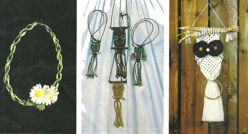 SET of 3 Patterns Macrame Owls Vintage Home Decor Macrame | Etsy