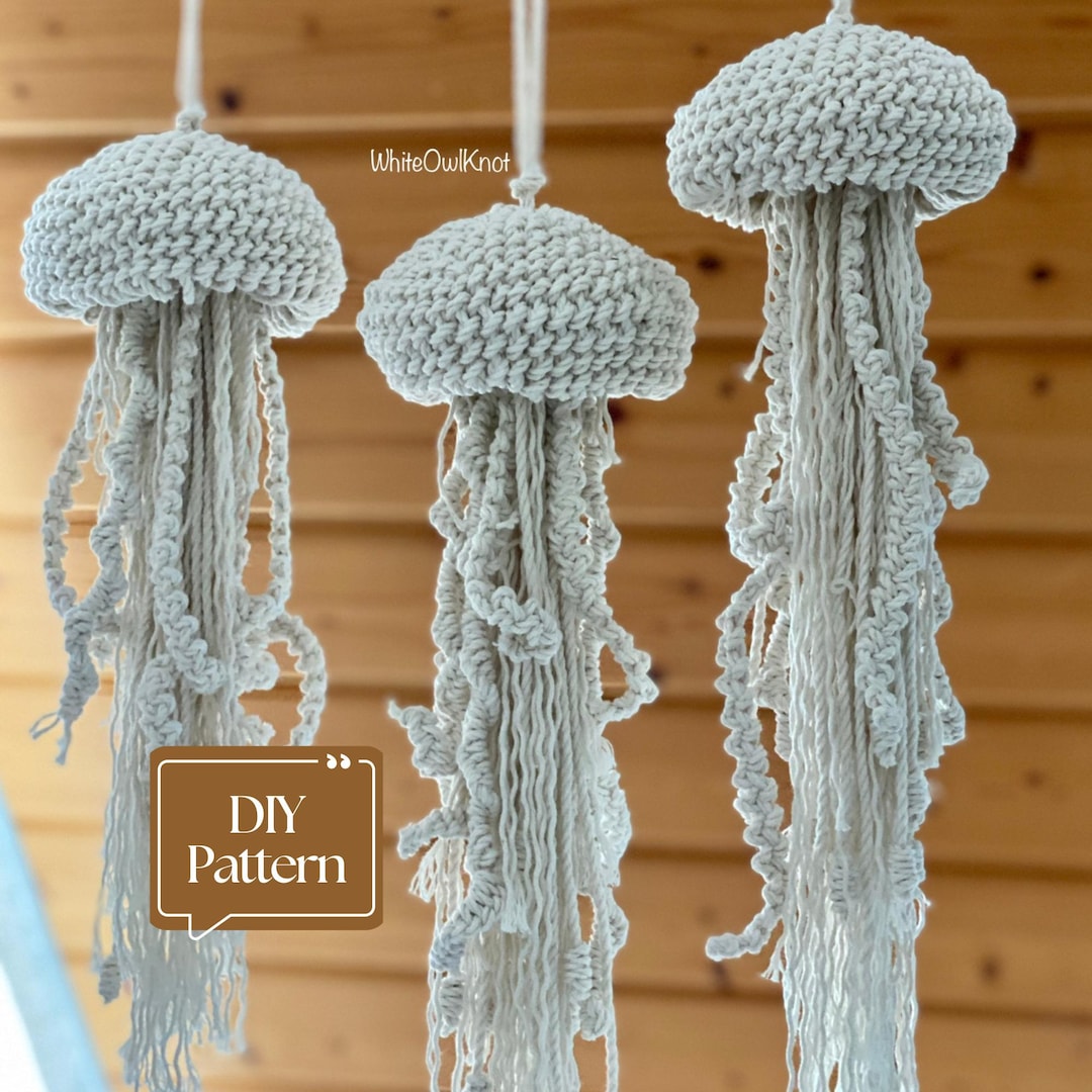 Macrame Jellyfish DIY Pattern — Coastal Boho Hanging Decor Tutorial ...
