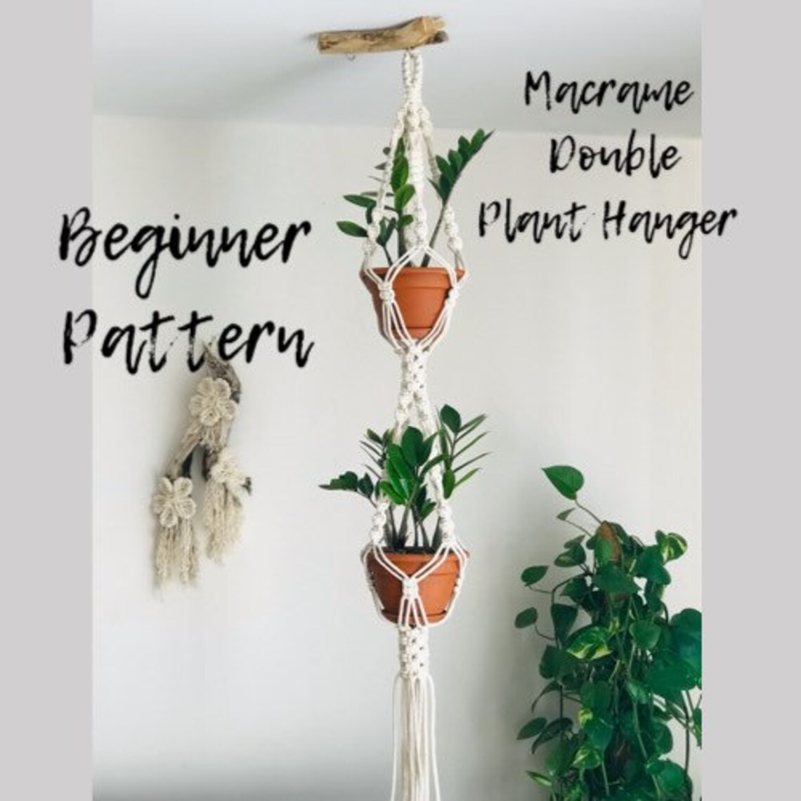 Double Macrame Plant Hanger Pattern BEGINNER Macramé Pattern - Etsy