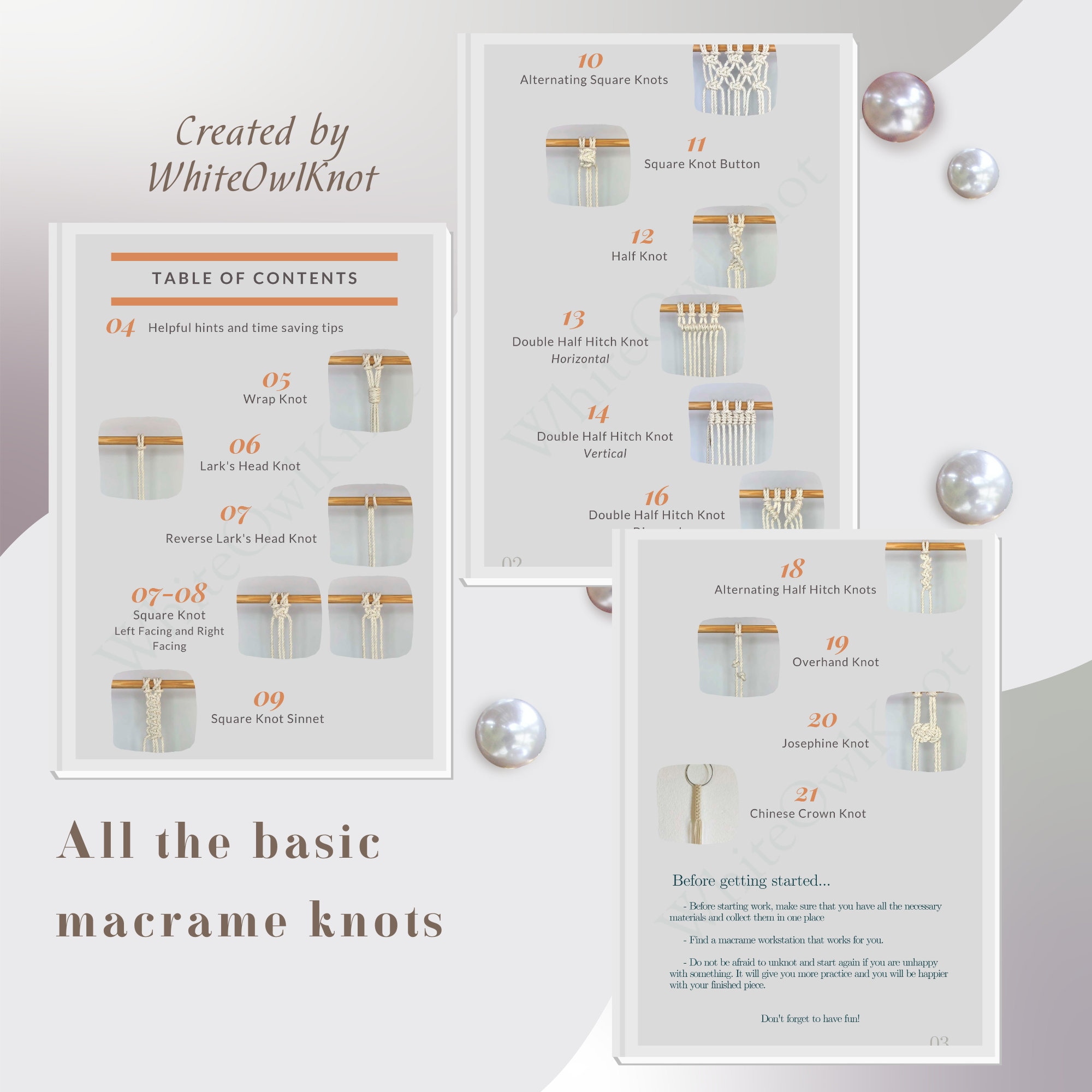 Knot Guide E-book, Self-teaching Macrame Basic Knots, Learn Macrame Knots for Beginners, Instant ...