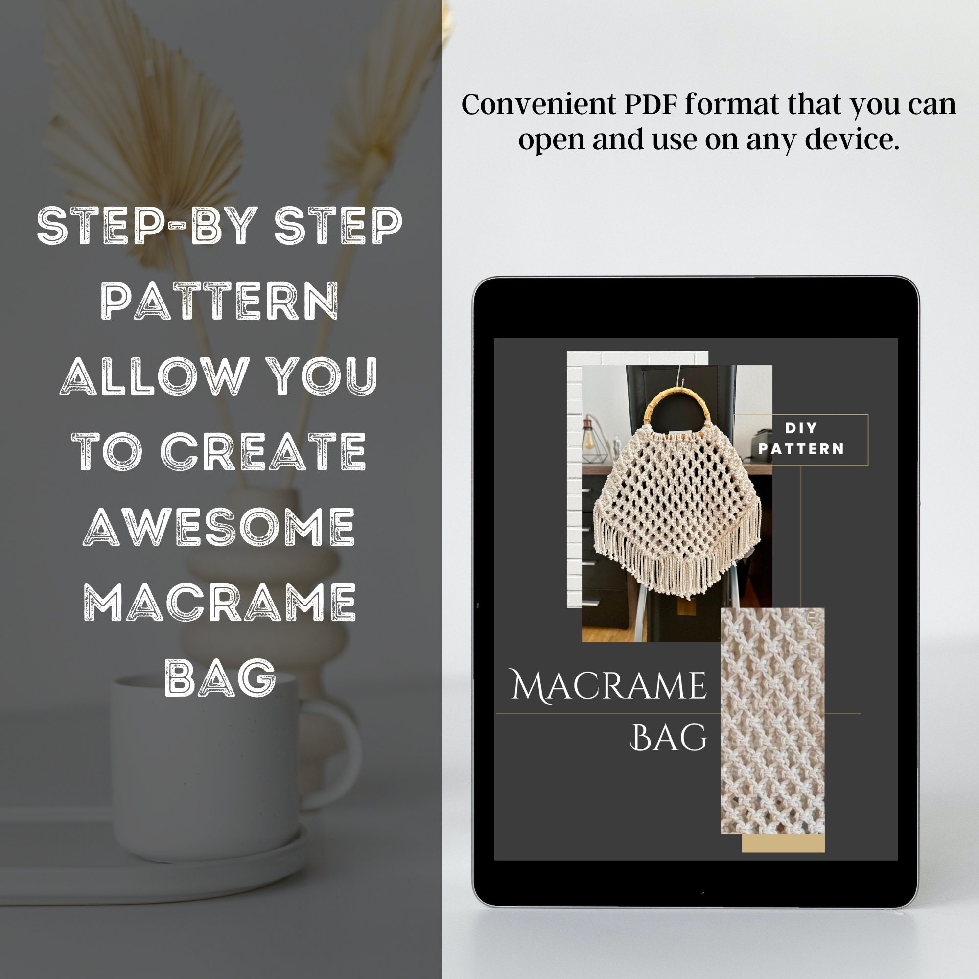 DIY Macramé Bag Pattern - Create Your Own Boho Chic Handmade Net Bag ...