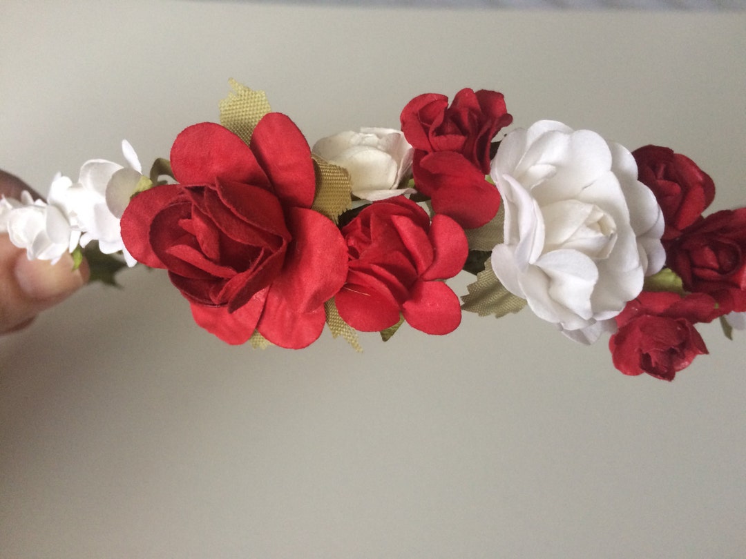 Flower Crown, Red Rose Crown, Flower Girl Headband, Valentine's Day ...