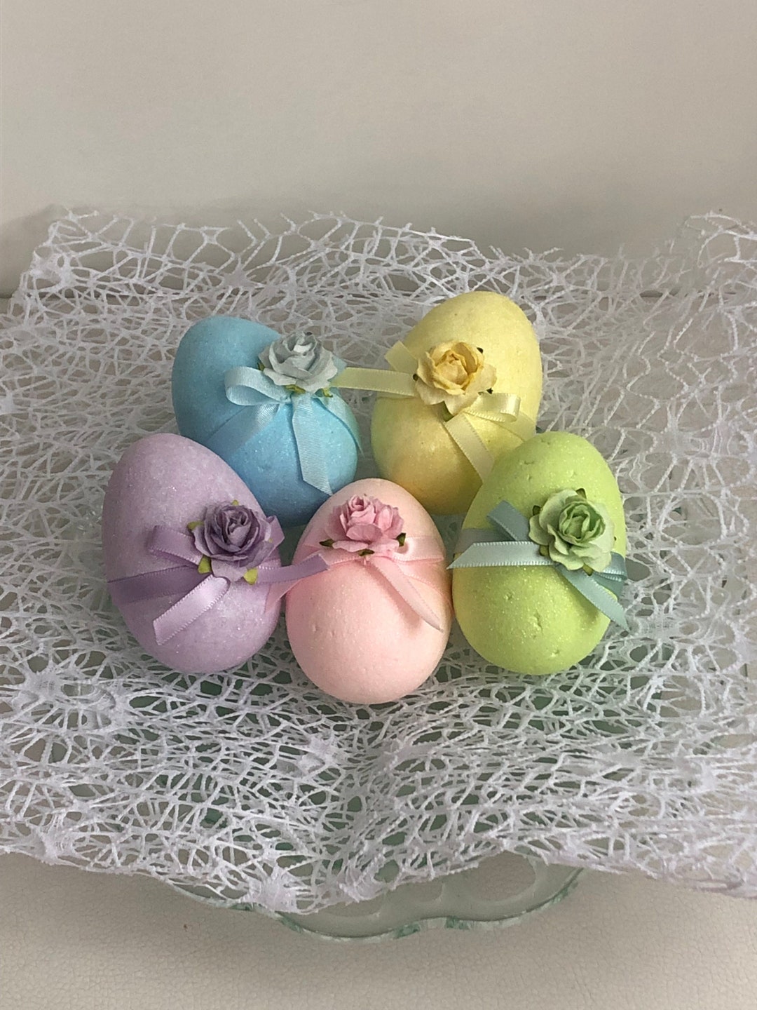 Set of 5 Pastel Colors Easter Eggs, Decorated Easter Eggs, Easter ...