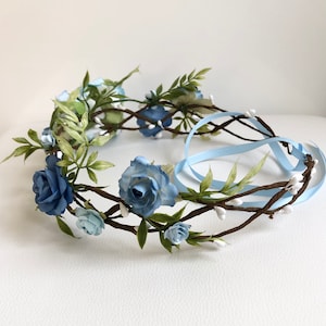 Handmade Blue Paper Rose Flower Crown: Wedding Hairpiece - Etsy