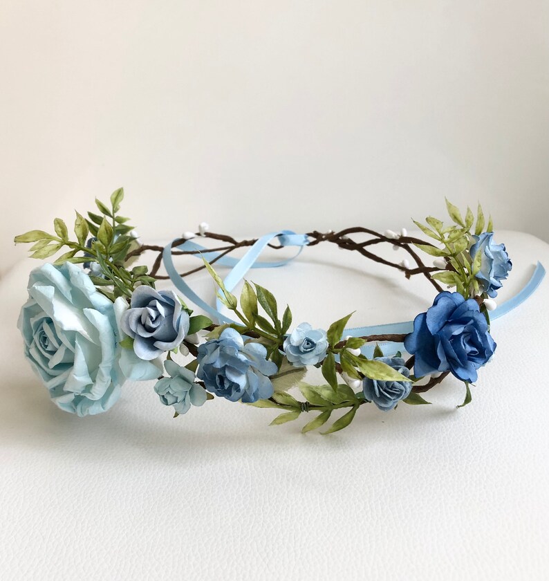 Handmade Blue Paper Rose Flower Crown: Wedding Hairpiece - Etsy