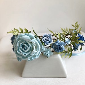Handmade Blue Paper Rose Flower Crown: Wedding Hairpiece - Etsy