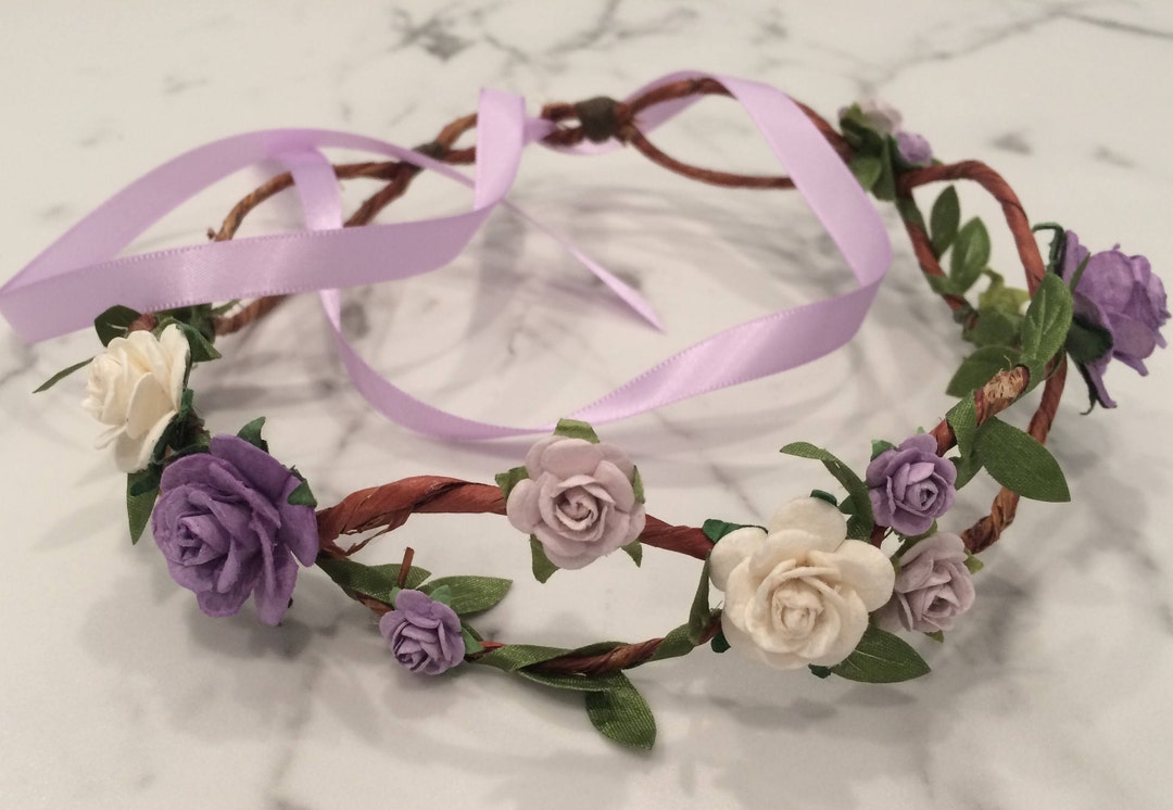 Victorian Lilac Crown, Flower Girl Crown, Lavender Rose Crown, Purple ...