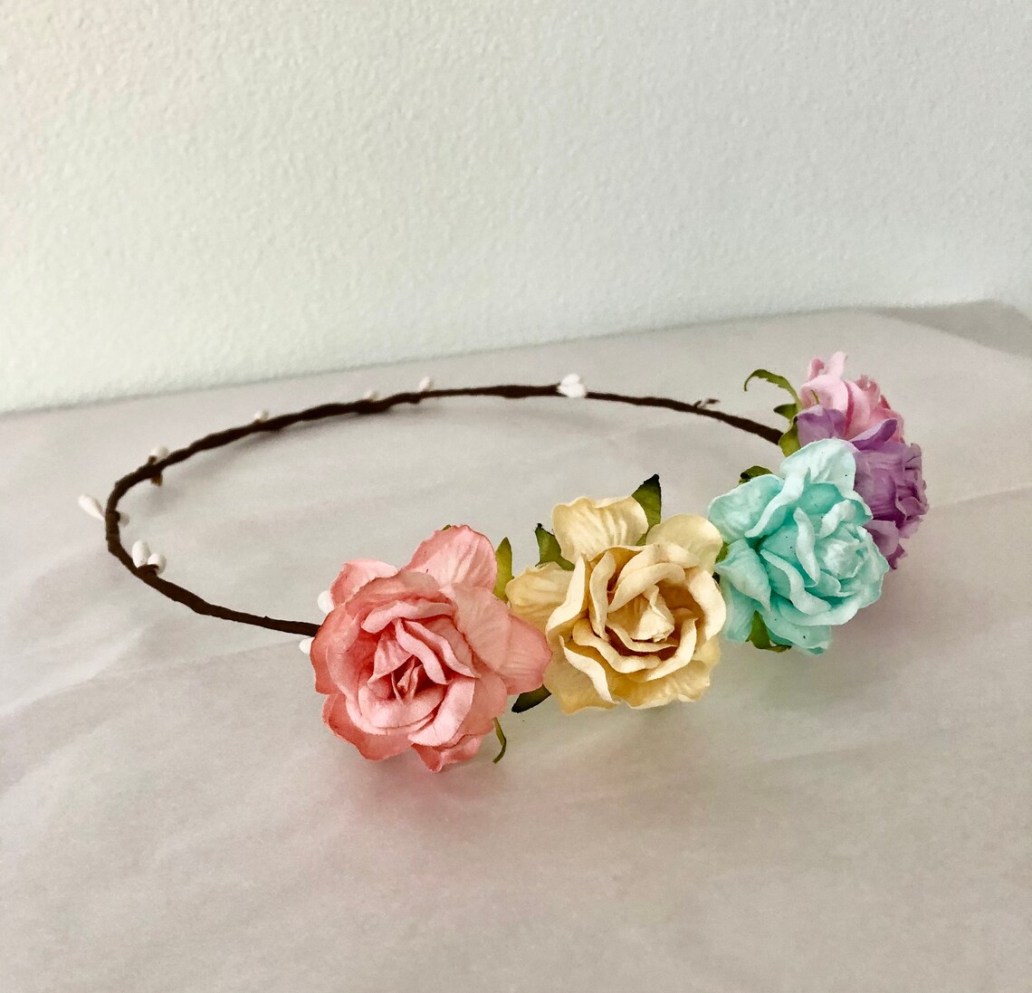 Unique Tea Rose Crown Pastel Color Crown Flower Girl | Etsy
