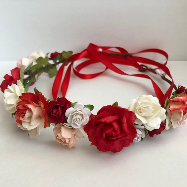 Red Rose Headband - Etsy