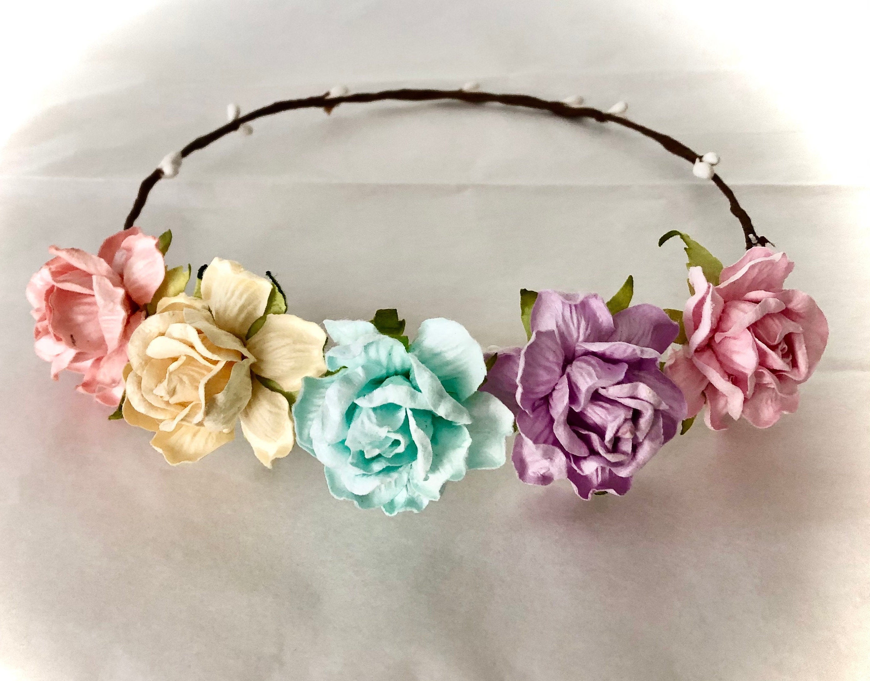 Unique Tea Rose Crown Pastel Color Crown Flower Girl - Etsy