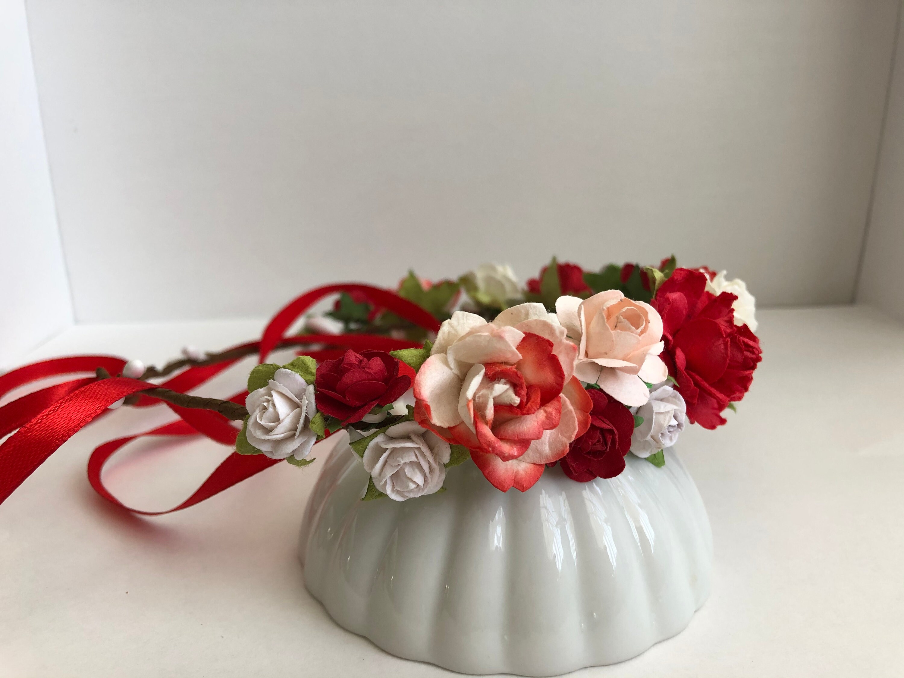 Flower Crown Red Rose Crown Flower Girl Headband Two Tone | Etsy