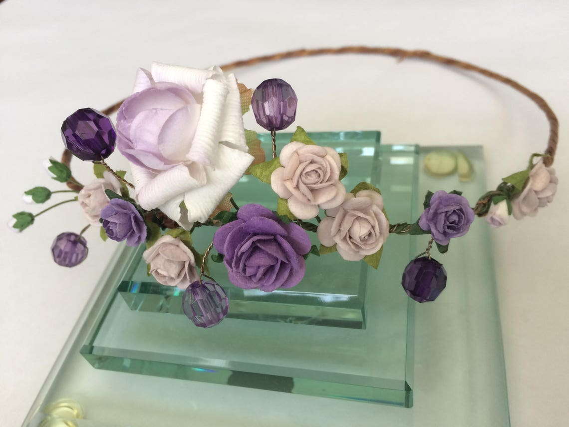 Victorian Lilac Crown Flower Girl Crown Rose Crown Purple - Etsy