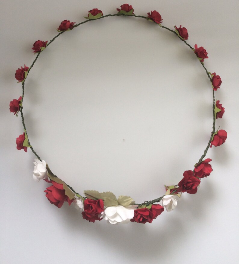 Flower crown red rose crown flower girl headband | Etsy