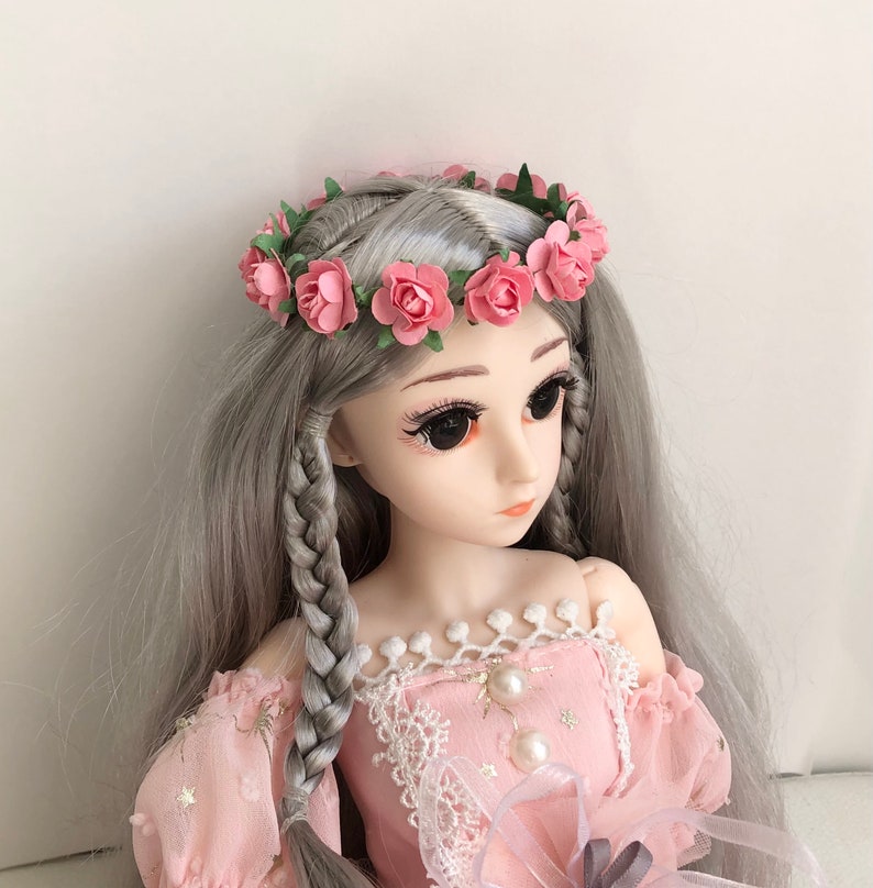 Doll Accessories Coral Pink Miniature Flower Crown American - Etsy