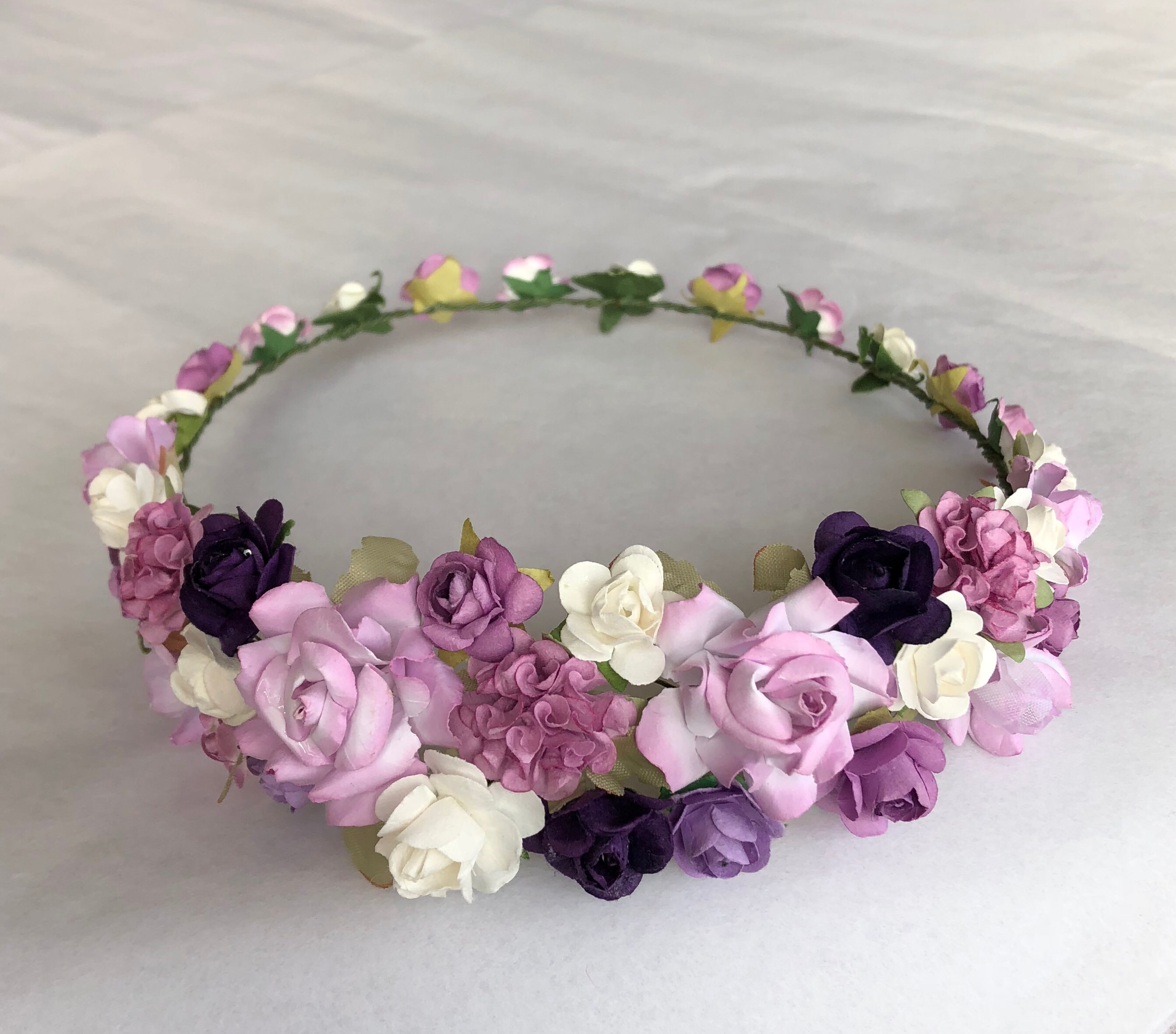 Flower crown wedding rose crown purple rose tiara flower | Etsy