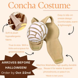 Concha Baby Costume, Concha Costume, Concha Pandulce Handmade, Baby ...