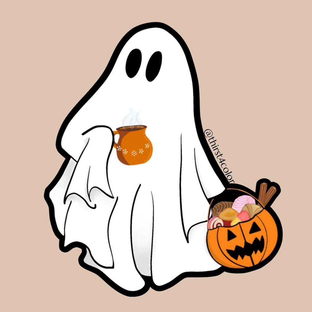 Ghost Halloween Mexican Pan Sticker, October Latin Ghost Dia De Los ...