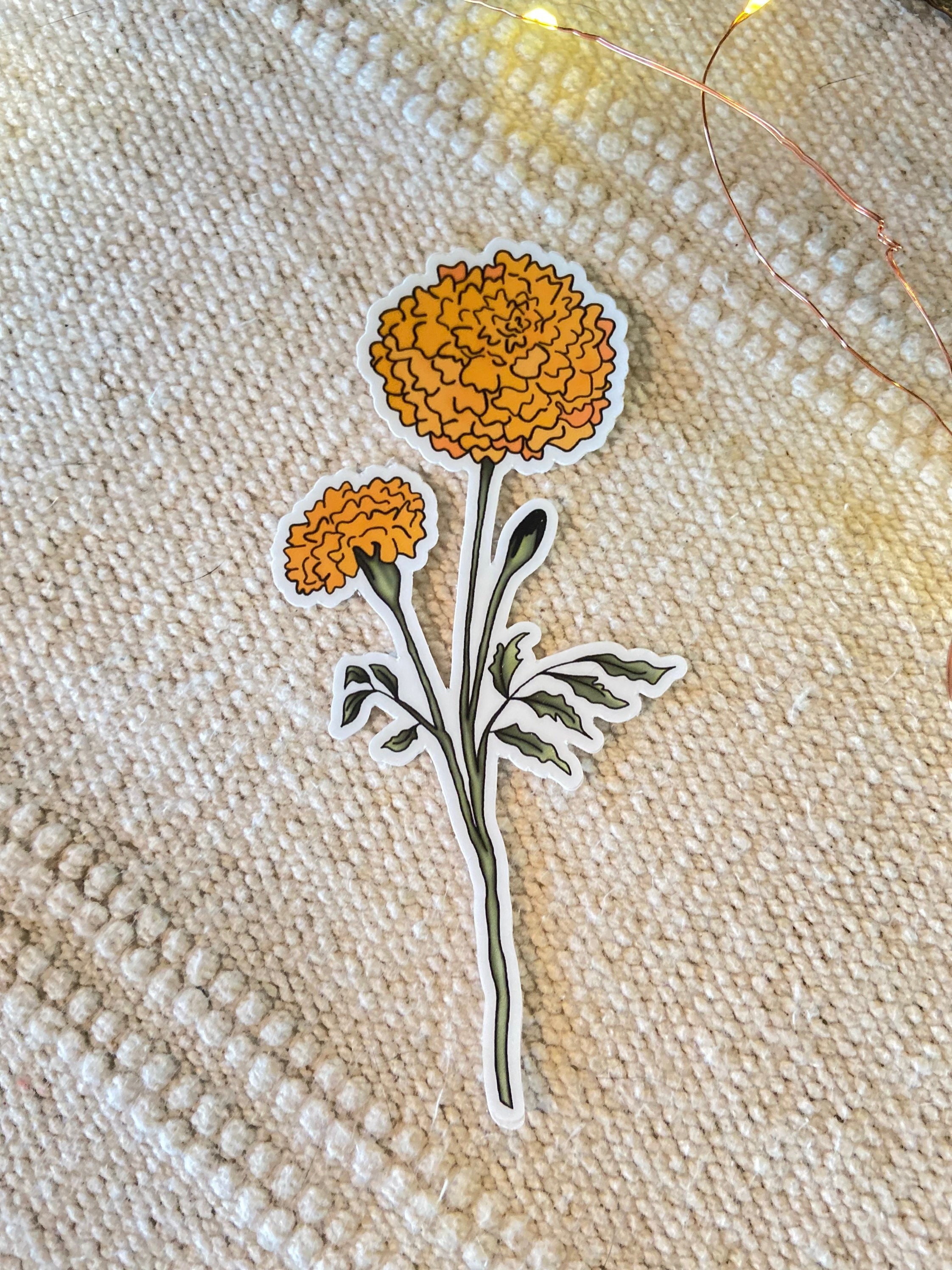 Flower Sticker Marigold Sticker Orange Flowers Dia De Los - Etsy