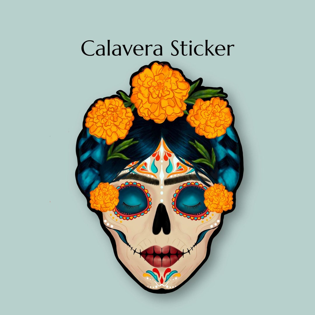 Calavera Sticker Dia De Los Muertos, Flower Sticker Marigold, October ...