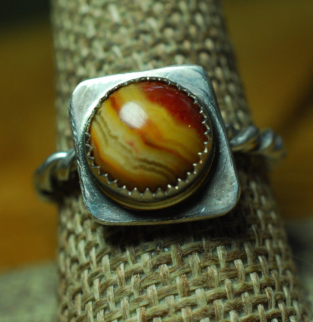 9,crazy Lace Agate, Twisted Wire Shank, Rustic Boho Jewelry, Handmade ...