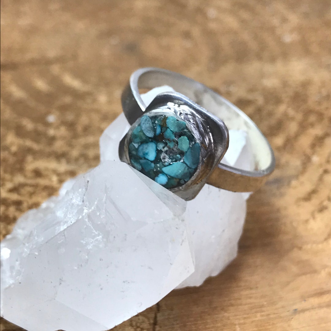 Turquoise, 9 1/4, Sterling Silver, Crushed Turquoise - Etsy