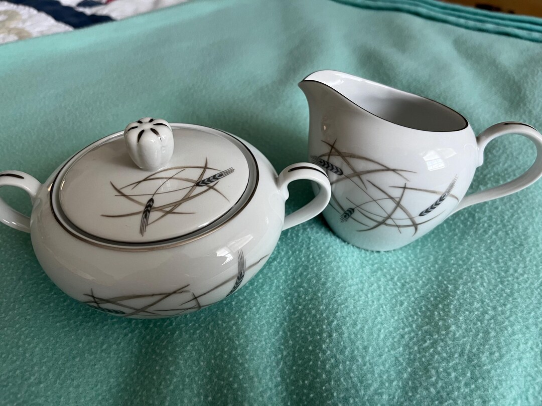 Vintage CREAMER and SUGAR SAJI Fine China Rhapsody Pattern Dead Mint ...