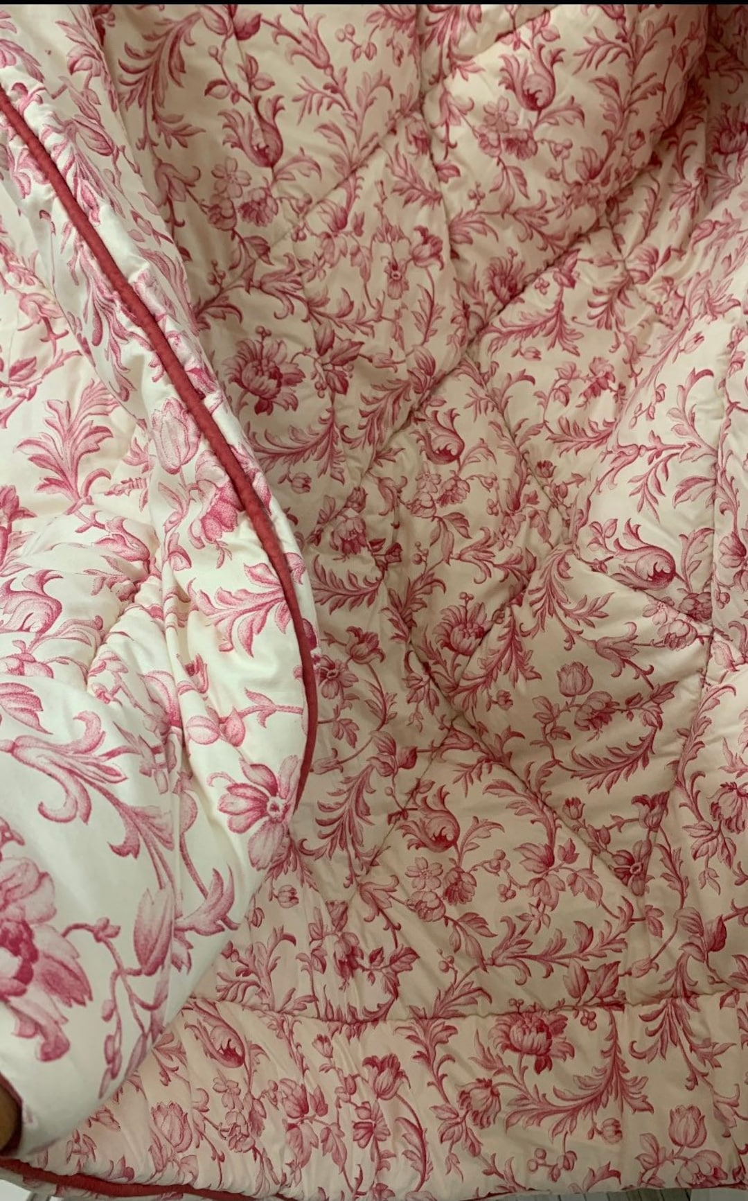 Vintage 1980s Laura Ashley ironworks scroll cranberry Twin comforter ...