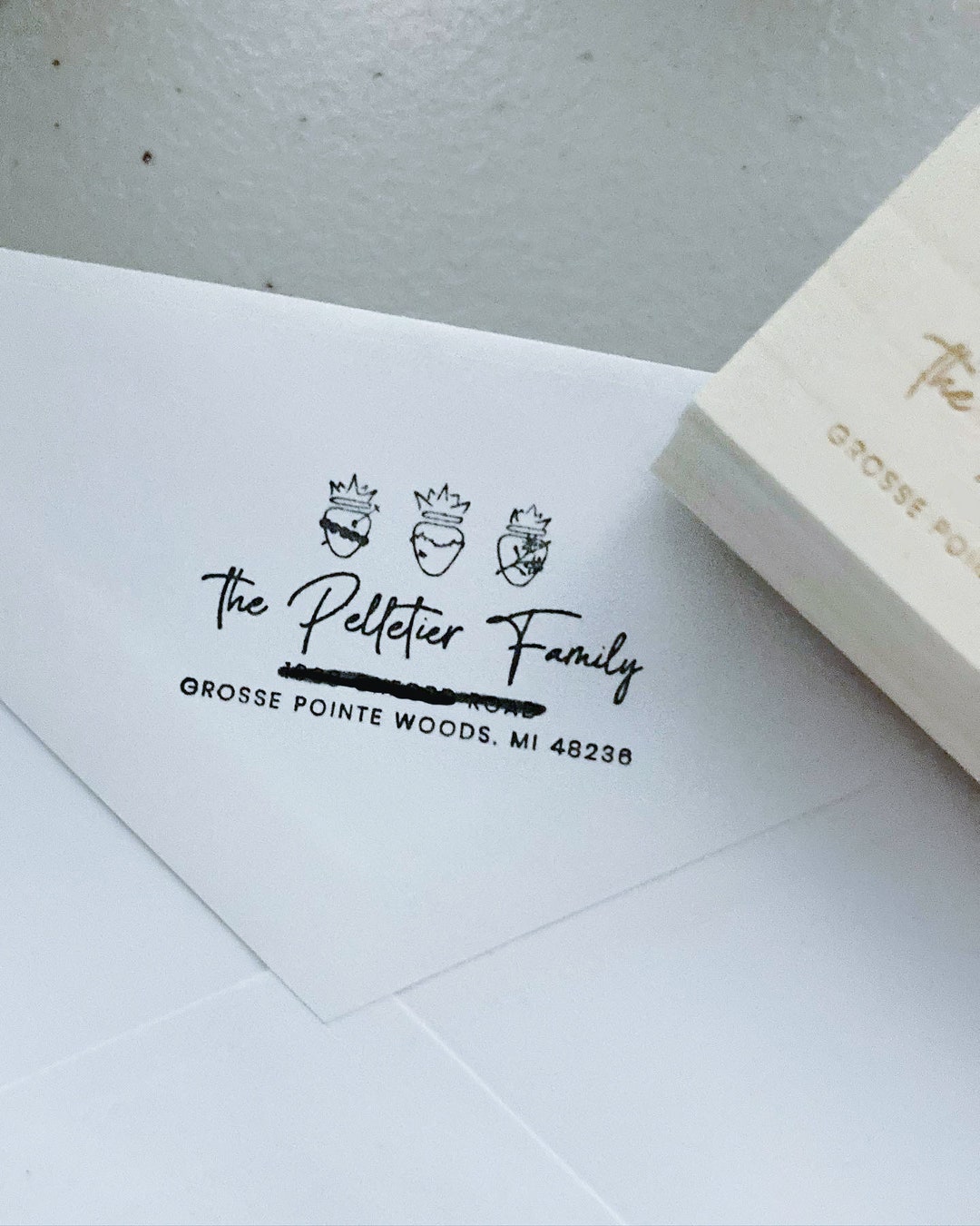 Three Holy Hearts Address Labels personalized Wooden Rubber Stamp ...