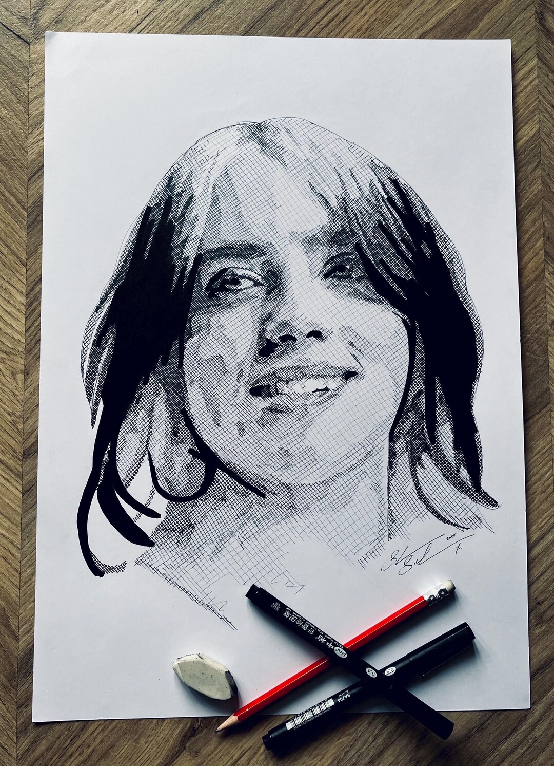 Billie Eilish Original 1of1 Ink Artwork - Etsy