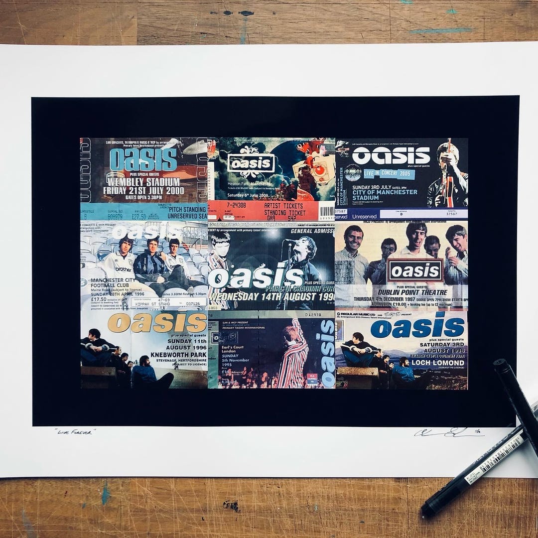 Oasis Ticket Stub Limited Edition Print Artwork - Etsy