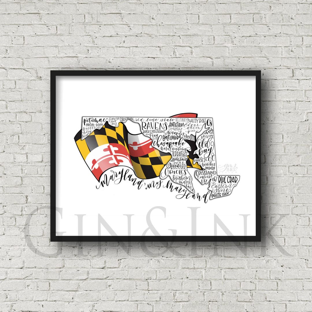 Maryland Word Art W Flag - Printable - Etsy